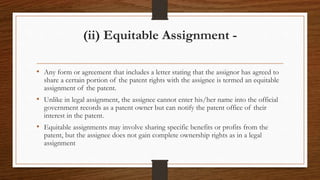 Patent Assignment and Licensing in India | PPTX