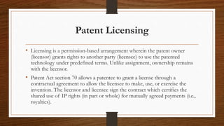 Patent Assignment and Licensing in India | PPTX