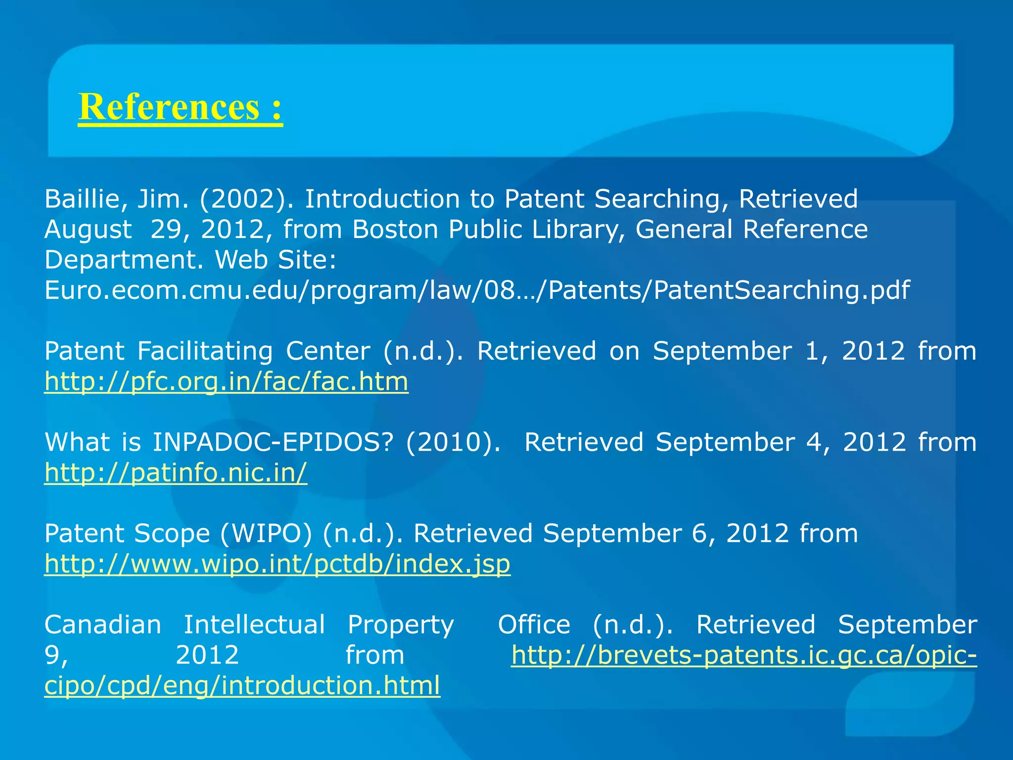 Patent database | PPTX