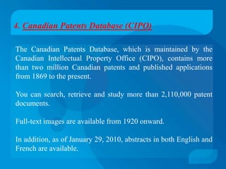 Patent database with one example | PPTX