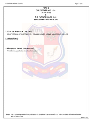 Patent drafting exercise gtu (pde gtu) | DOCX