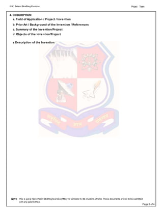 Patent drafting exercise gtu (pde gtu) | DOCX