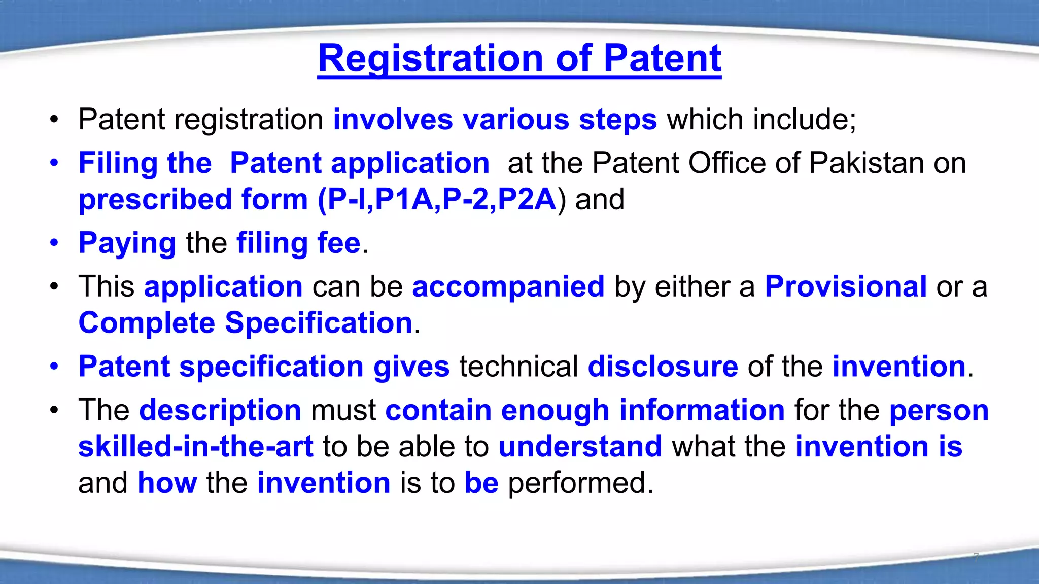 Patent filing in pakistan | PPT
