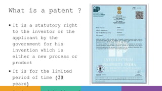 Patent filing procedure in India | PPTX