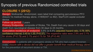 Patent foramen ovale management in cryptogenic stroke | PPTX