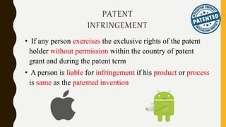 Patent infringements | PPTX | Chemistry | Science