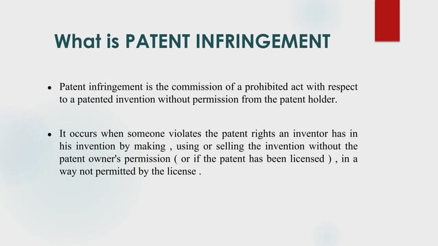 Patent infringement and its types | PPTX