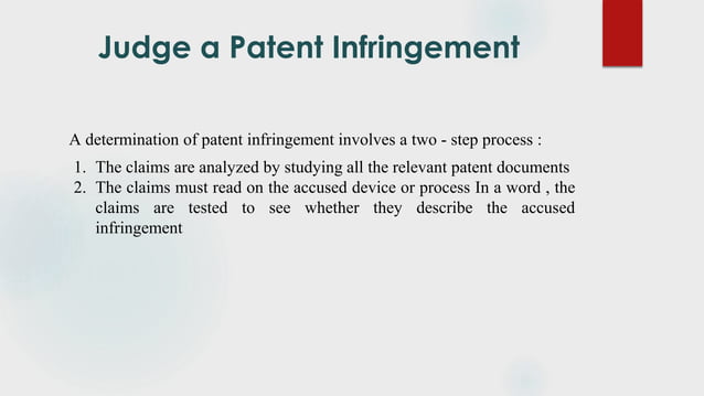 Patent infringement and its types | PPTX