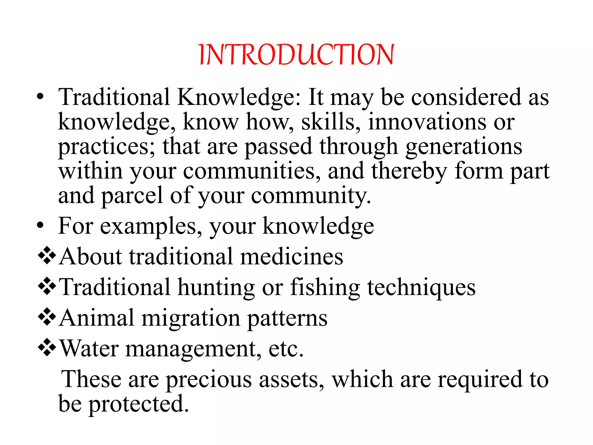 Patenting aspects of traditional knowledge and natural products | PPTX