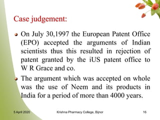 Patenting aspects of traditional knowledge and natural products(curcuma ...
