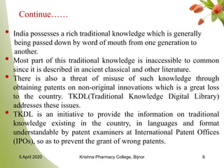 Patenting aspects of traditional knowledge and natural products(curcuma ...