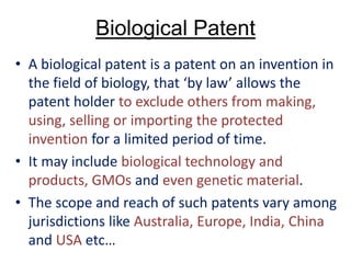 Patenting life forms (by aashi) | PPTX