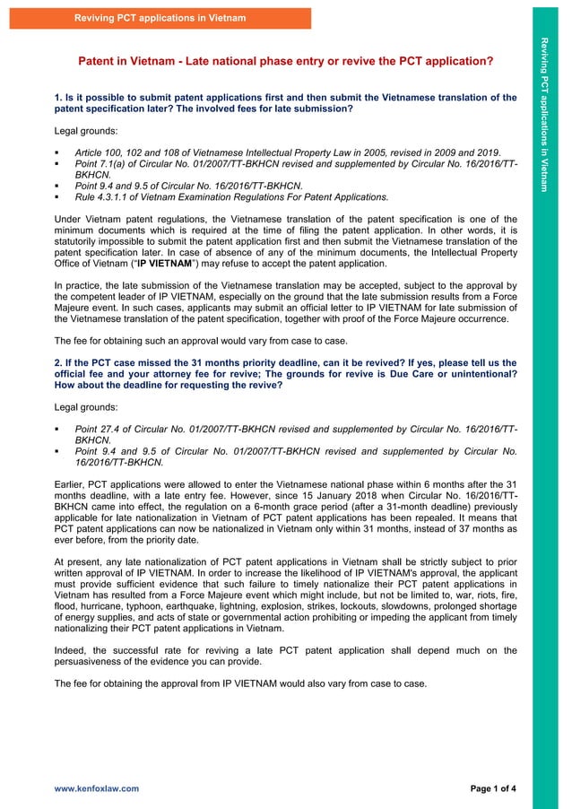 Patent in Vietnam - Late national phase entry or revive the PCT application.pdf