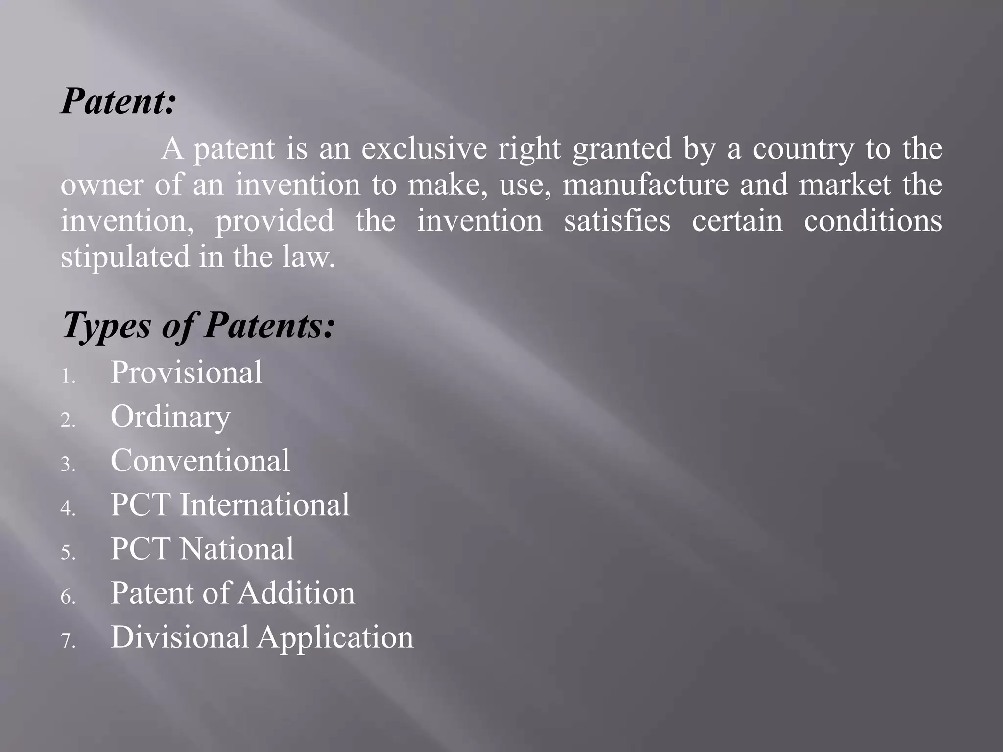 Patent (ipr) | PPTX | Law
