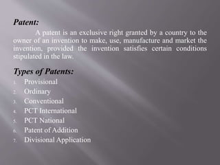 Patent (ipr) | PPTX | Law