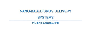 Patent landscape nano based drug delivery systems | PPTX