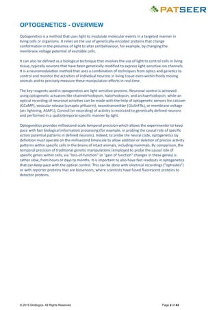 Patent landscape report on optogenetics by PatSeer | PDF