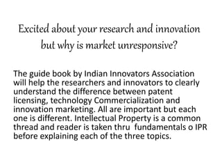 Patent IPR licensing, Technology Commercialization, Innovation ...