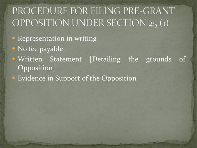 Patent opposition procedure | PPT | Law