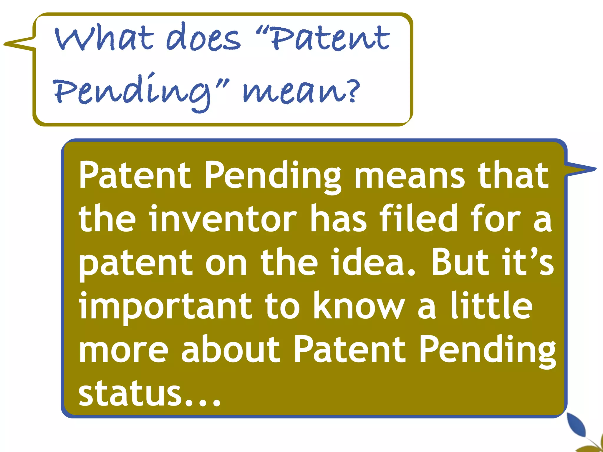 What Does Patent Pending Mean? | PDF