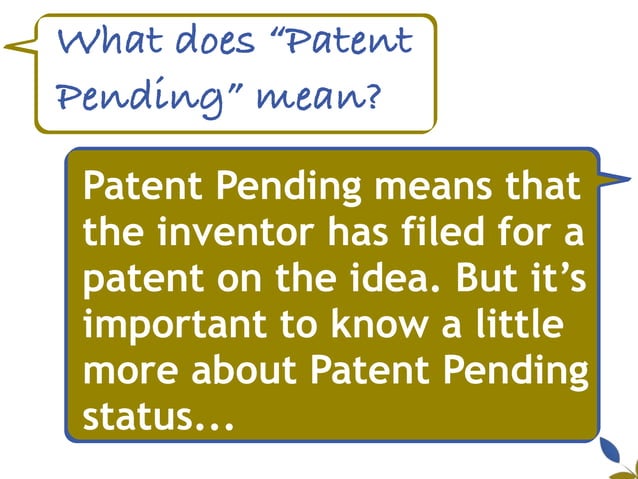 What Does Patent Pending Mean? | PDF