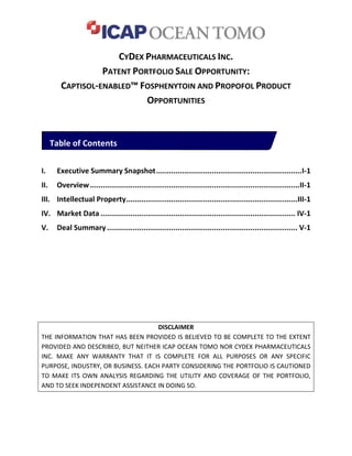 Patent Portfolio Sale: Fosphenytoin and Propofol | PDF | Pharmaceutical ...