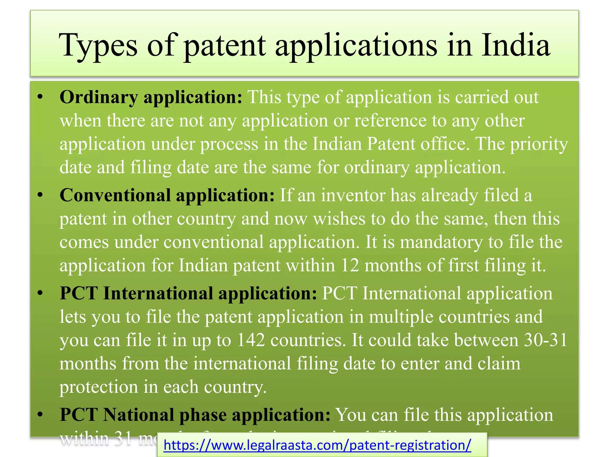 Patent Registration, Types, Cost | Legalraasta | PPT