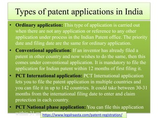 Patent Registration, Types, Cost | Legalraasta | PPTX