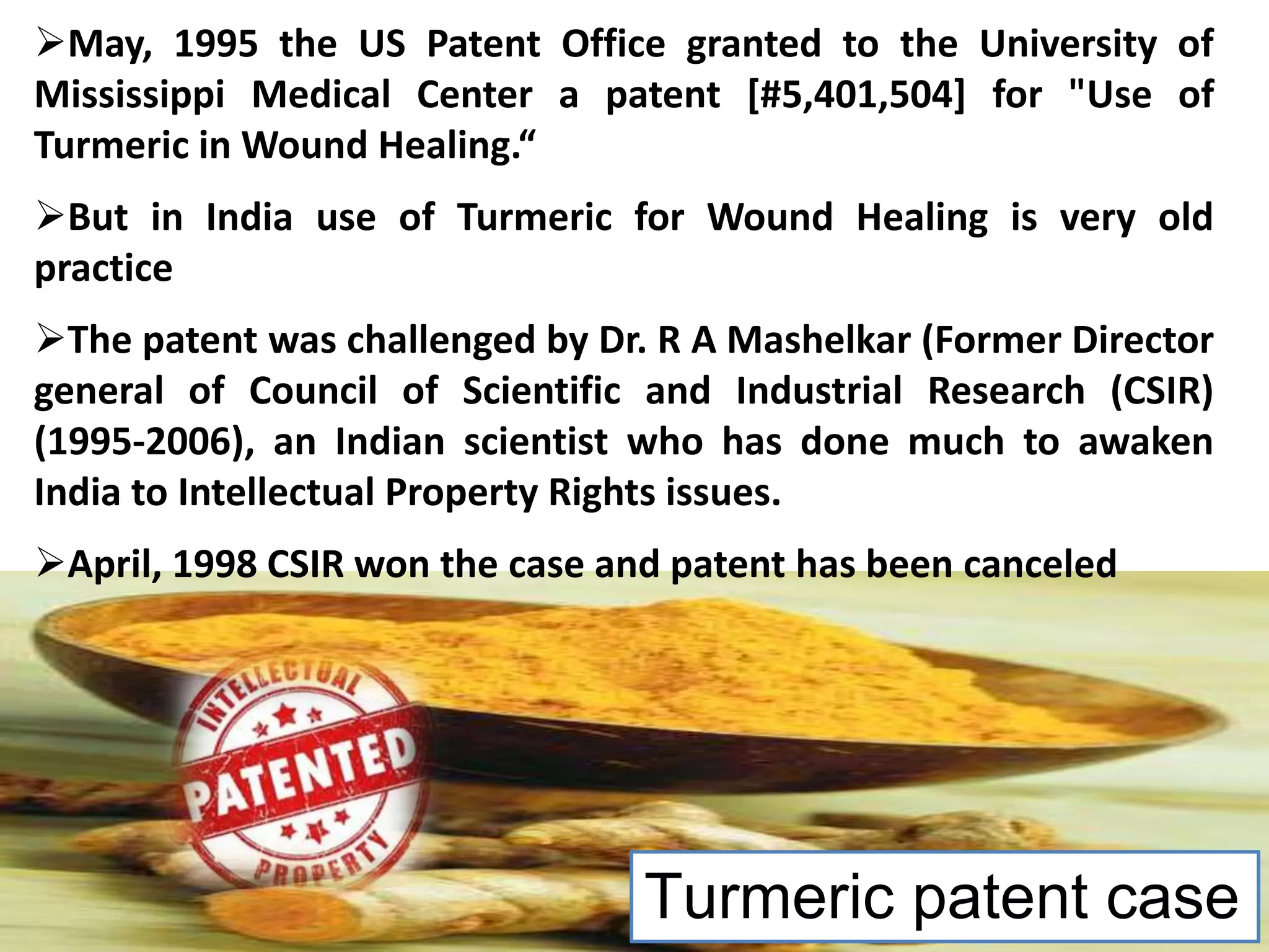 Patents (With Popular Indian Case Studies) | PPSX