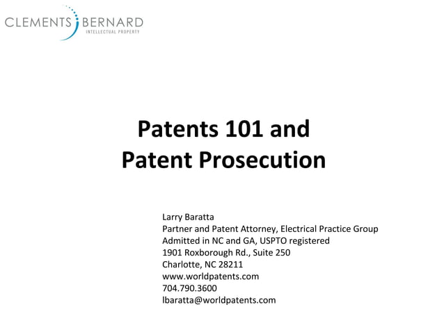 Patents 101 and Patent Prosecution Overview and Costs | PPT