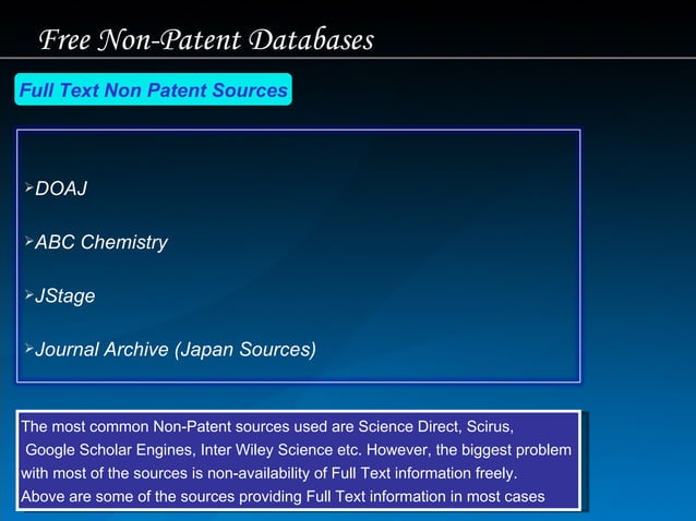 Patents - Introduction & Free Database And Sources | PPT | Science