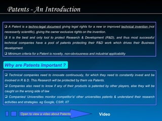 Patents - Introduction & Free Database And Sources | PPT | Science