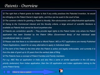 Patents - Introduction & Free Database And Sources | PPT