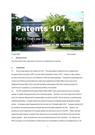 Patents 101 Part 2 The Law | PDF