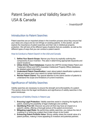 Patent Searches and Invalidity Search in USA & Canada | PDF | Search ...