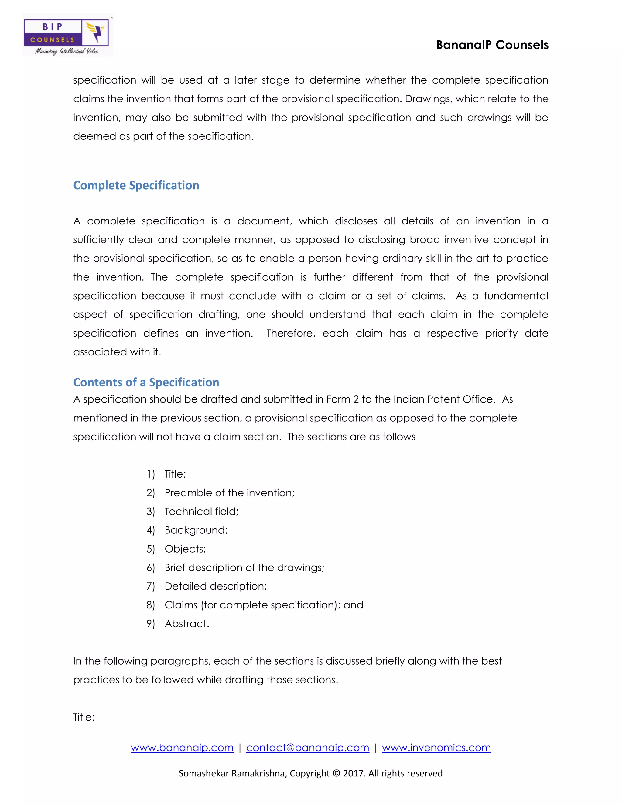 DRAFTING OF A PATENT SPECIFICATION | PDF