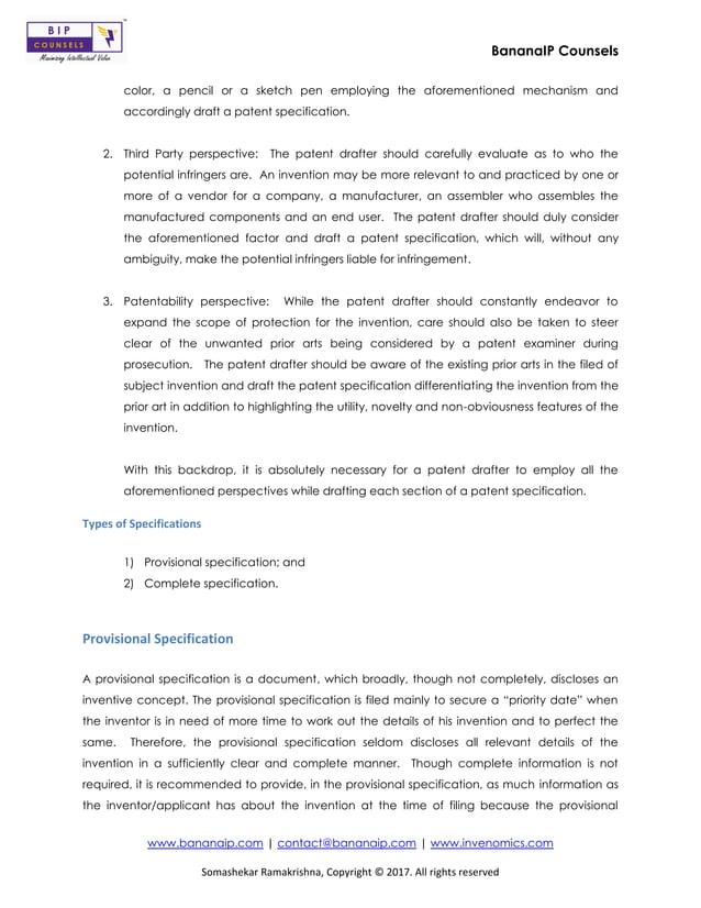 DRAFTING OF A PATENT SPECIFICATION | PDF