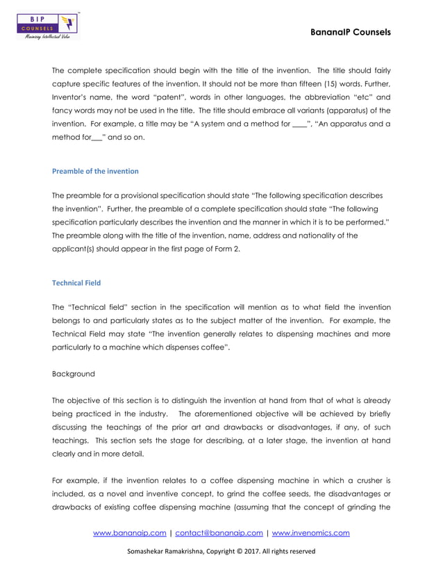 Drafting Of A Patent Specification Pdf