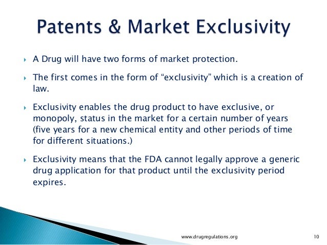 The Fda Process Patents And Market Exclusivity
