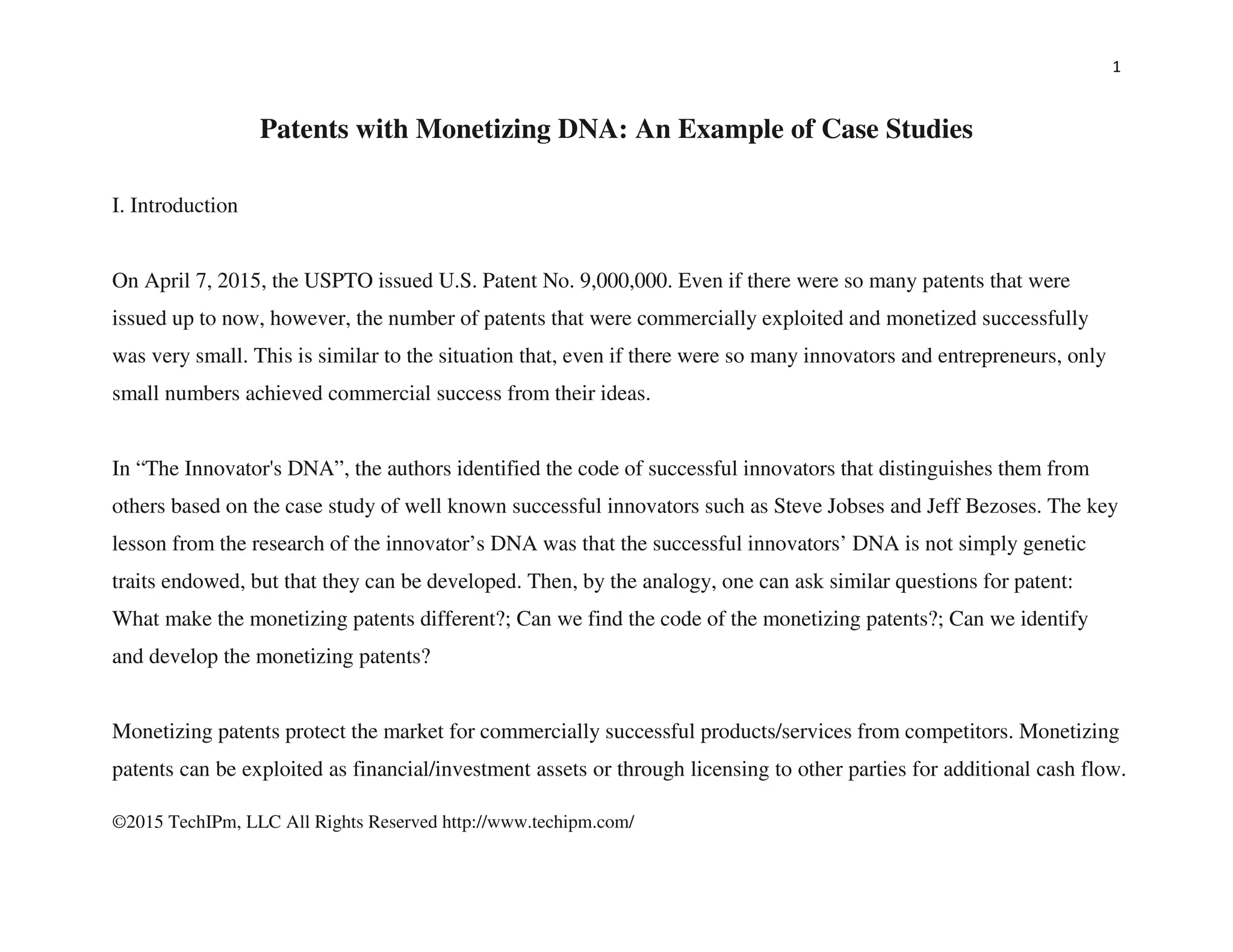 Patents with Monetizing DNA: An Example of Case Studies | PPT