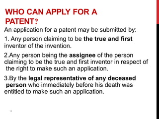 Patent system in India,definition scope importance | PPTX