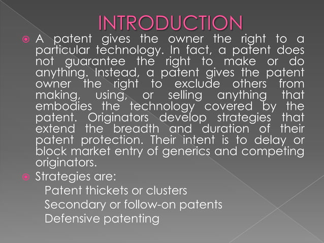 Patent thickets | PPTX | Chemistry | Science