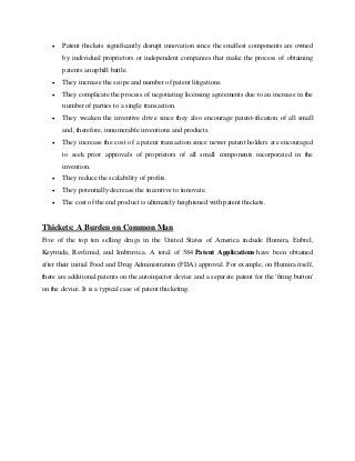 Patent Thickets: An Intertwining Web of Inventions | PDF