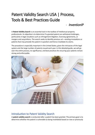 Patent Validity Search USA | Process, Tools & Best Practices Guide | InventionIP | PDF