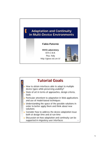 Adaptation and Continuity in Multi-Device Environments | PDF