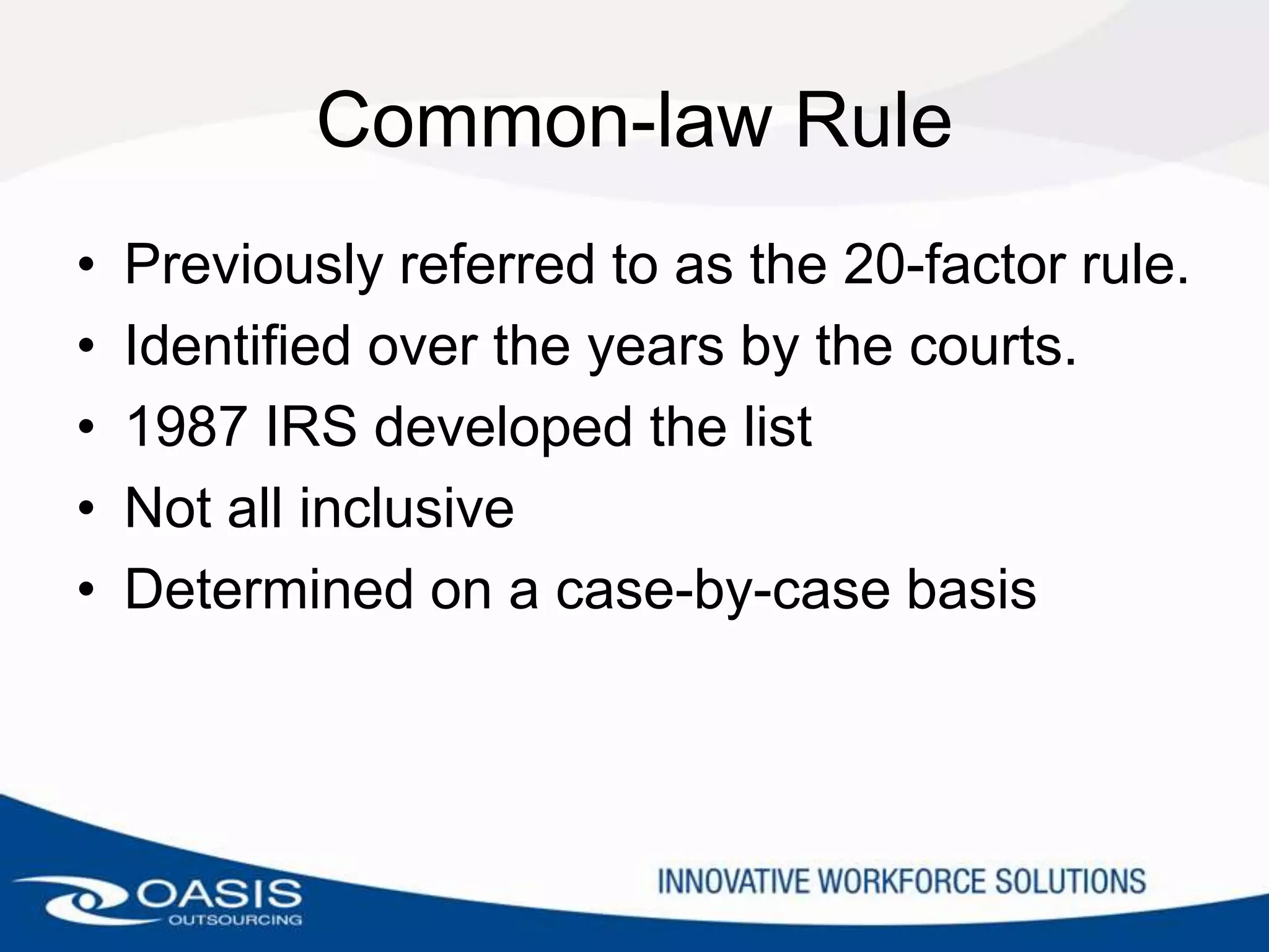Misclassification: 1099 Contractor or Employee | PPTX
