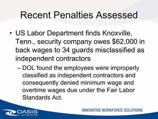Misclassification: 1099 Contractor or Employee | PPT