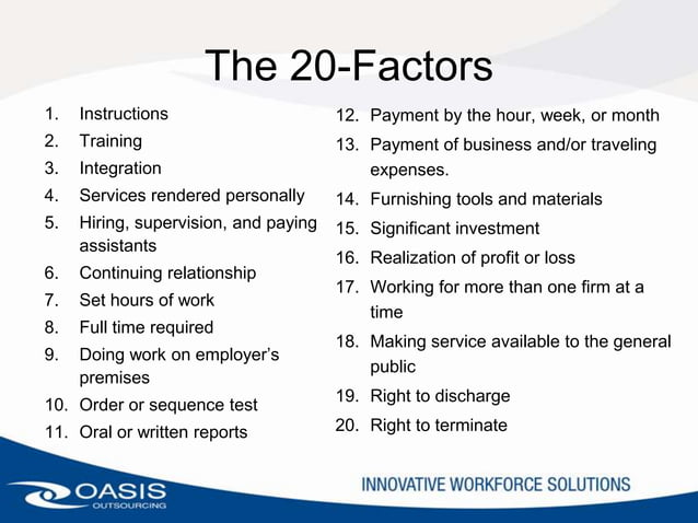 Misclassification: 1099 Contractor or Employee | PPT