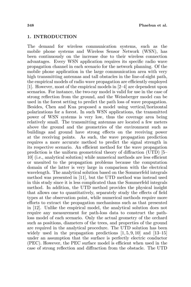 Path Loss Prediction Of Radio Wave Propagation In An Orchard By Using Modified Utd Method Pdf