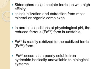 Siderophores produced by bioagents in controlling of plant diseases | PPTX